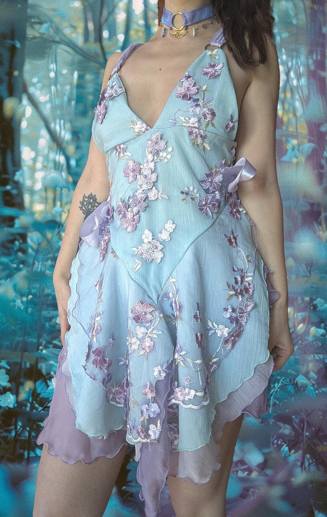 Rave Fairy Turquoise and Purple Dress, Fairygrunge, Festival Fairy ...