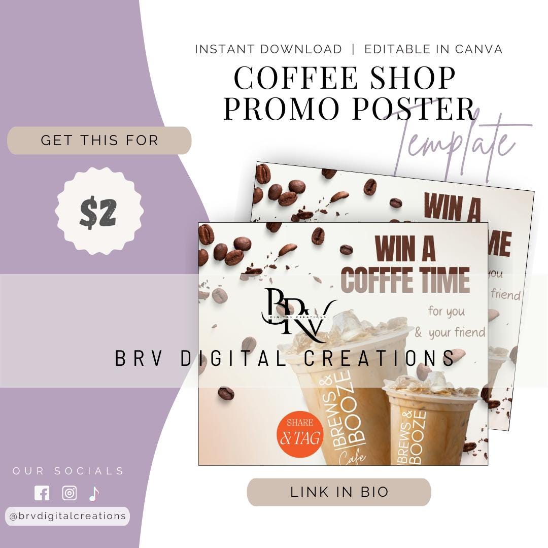 Coffee Shop Promo Poster Template | Editable for Coffee Shops, Cafes ...