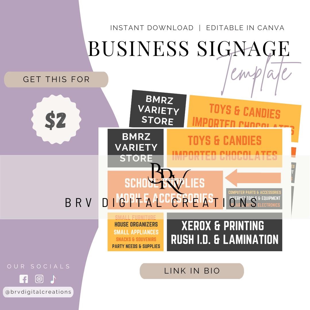 Editable Business Signage Template | Canva Design (instant Download) - Etsy