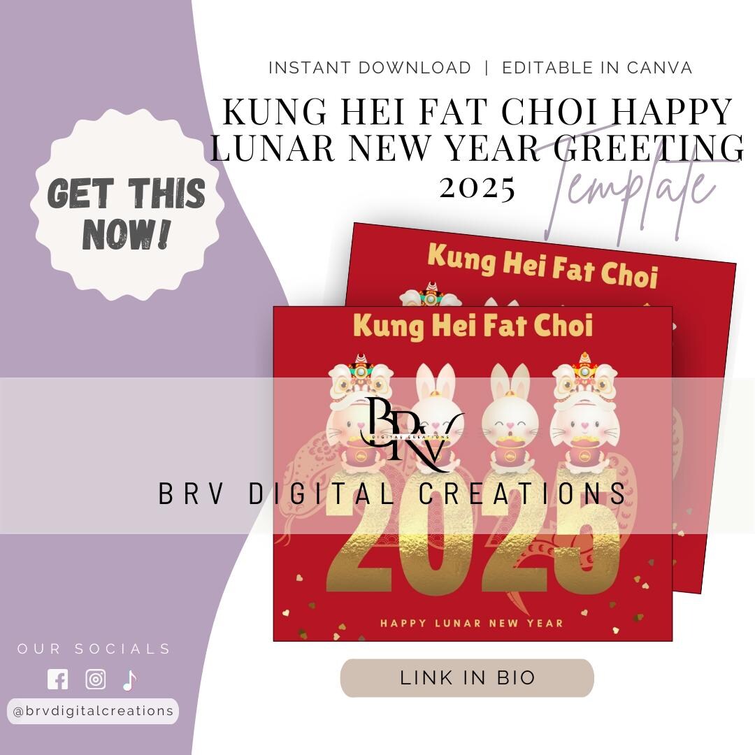 Lunar New Year Card Template | Festive DIY Greetings (digital Download ...