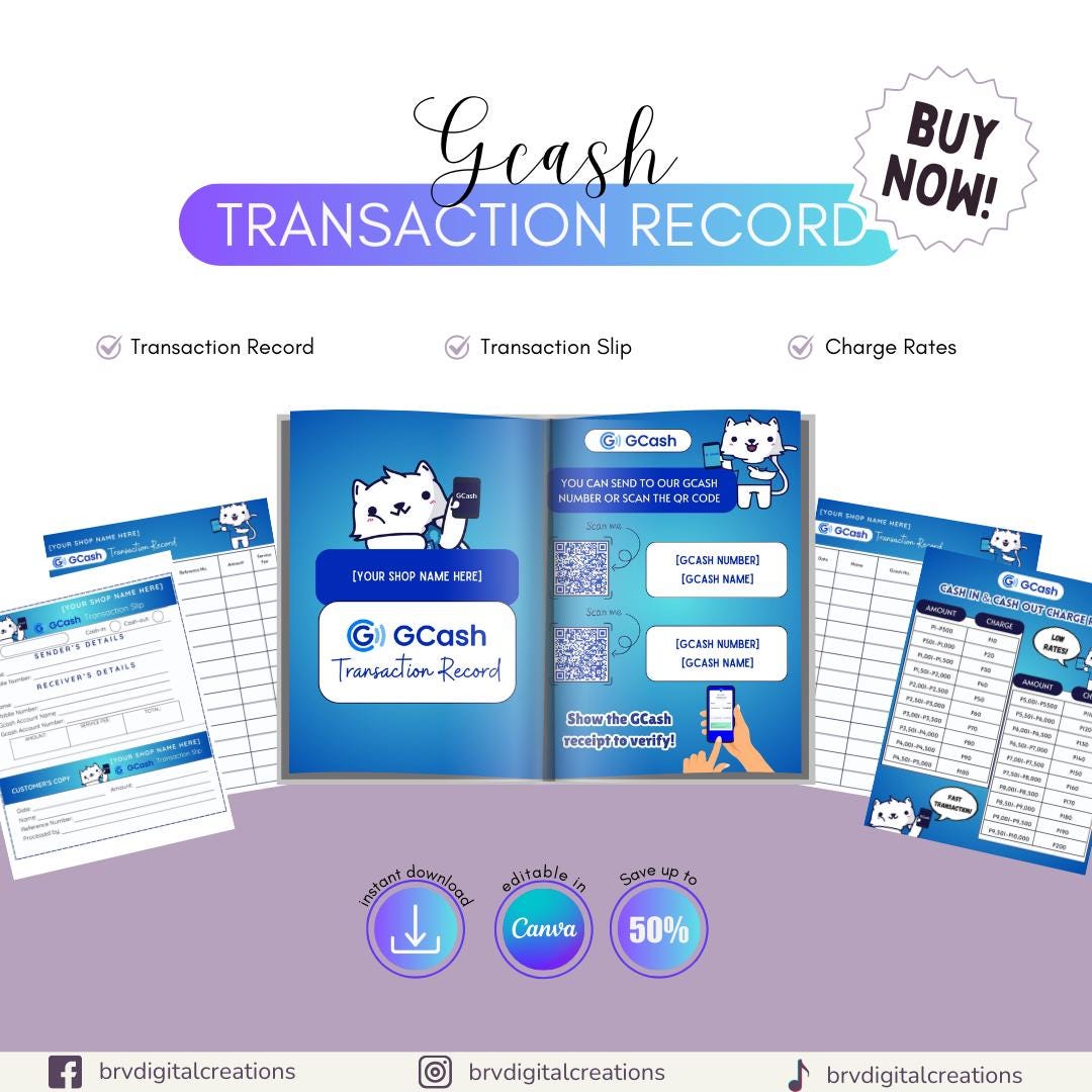 Gcash Transaction Record Template | 25-page Printable & Editable ...