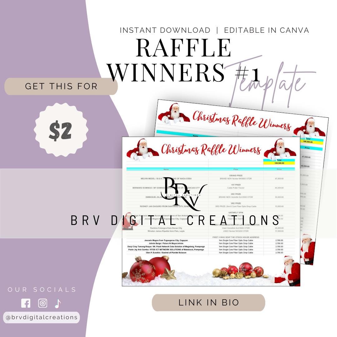 Christmas Raffle Winners Template, Festive & Editable Design for ...