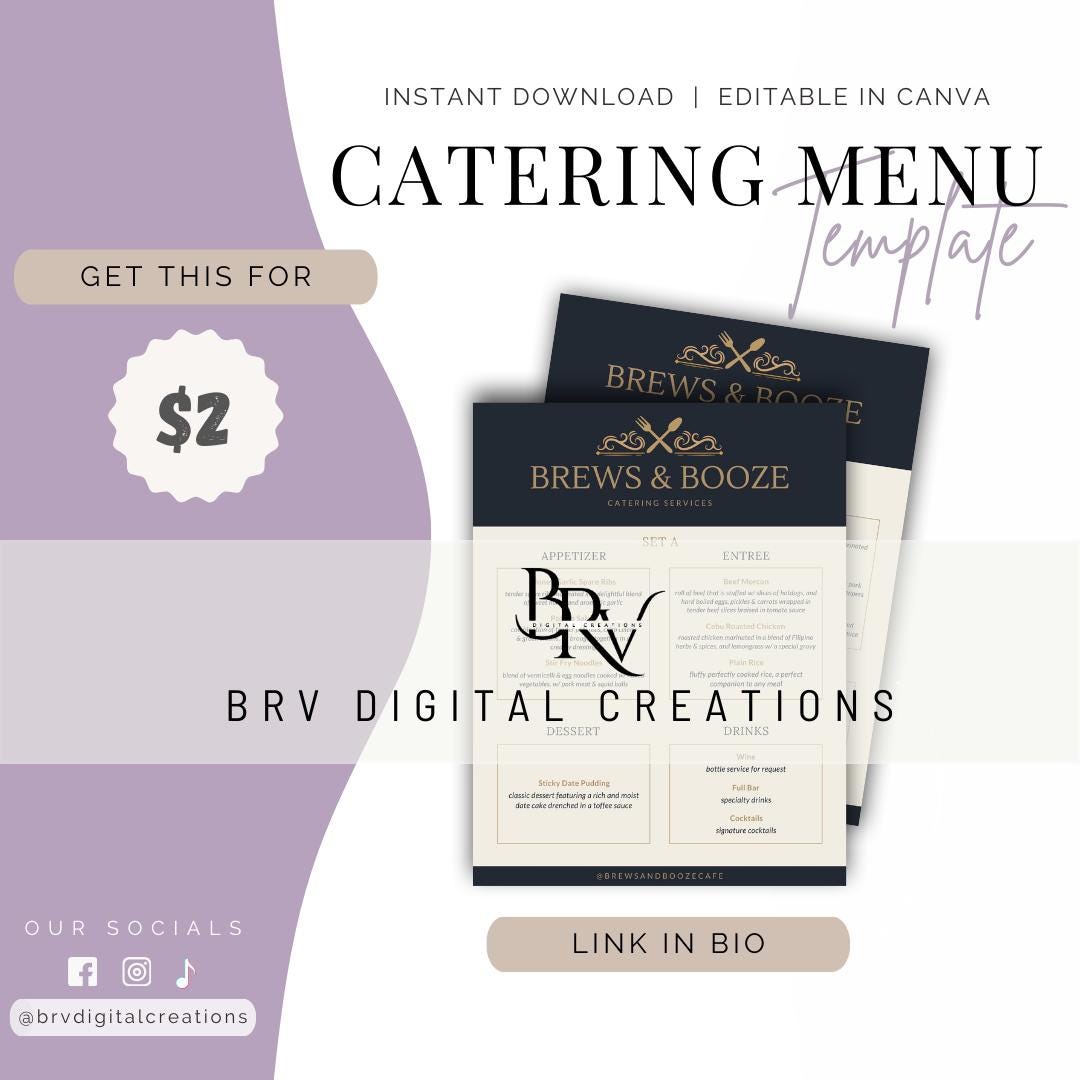 Customizable Catering Menu Template | Restaurant & Event Design ...