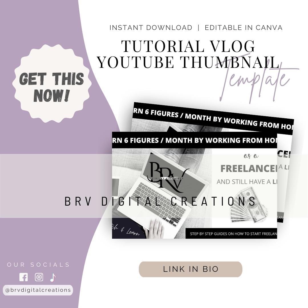 Youtube Thumbnail Template for Tutorials & Vlogs | Customizable Design ...