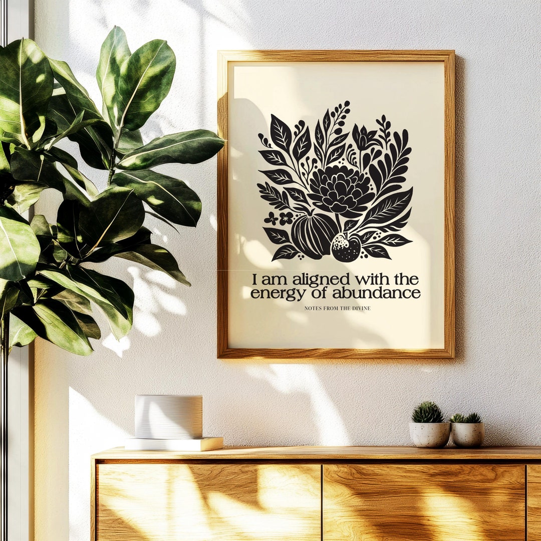 Abundance Alignment Linocut Wall Art – Giclée Positive Affirmation ...