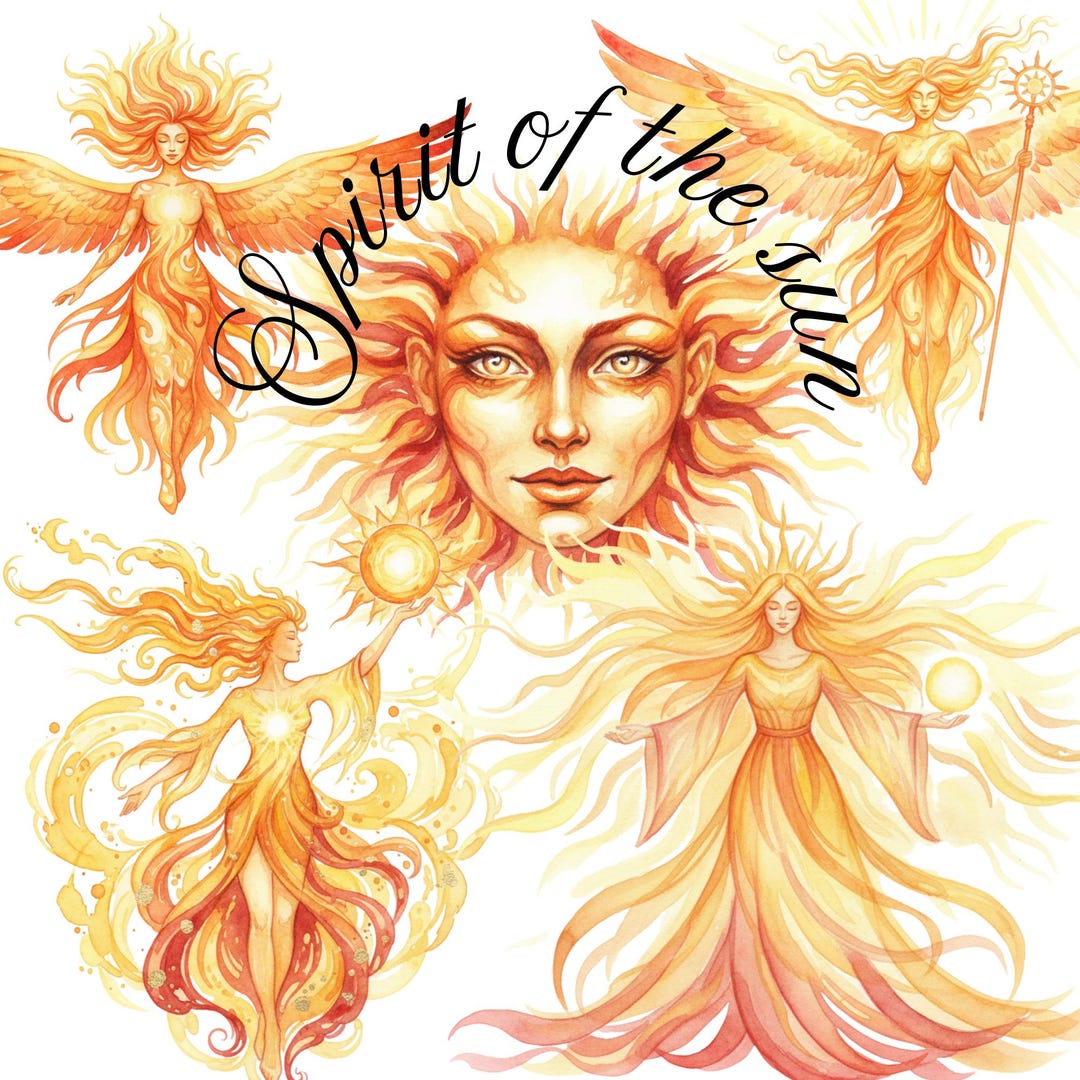 5 Sun Spirit Clipart Bundle Watercolor Transparent 300DPI PNG - Etsy
