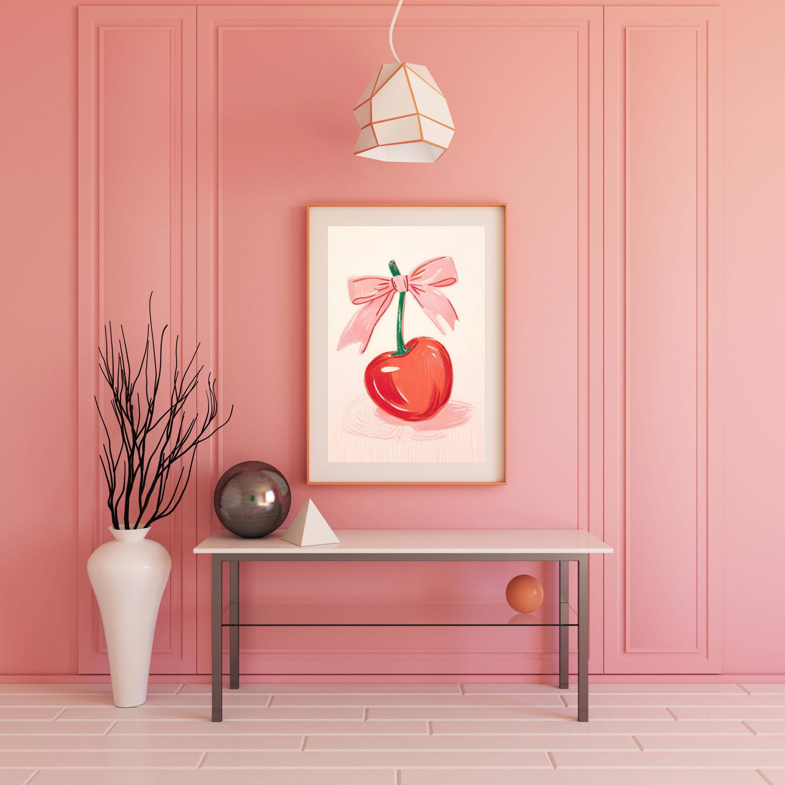 Girly Pink Bows Wall Art Set of 3, Apartment Decor, Coquette Room Decor ...