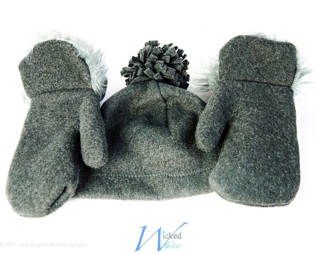 Kristoff Costume Accessories Handmade Custom Gray Snow Hat and Mittens ...