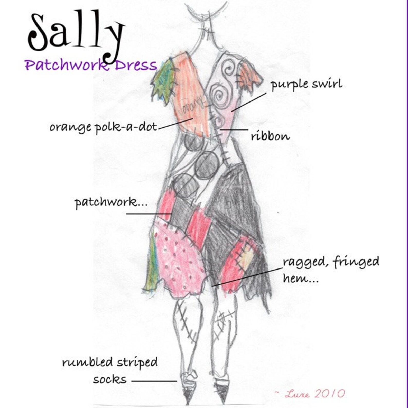 Nightmare Before Christmas Sally Dress for Girls Halloween, Nightmare ...