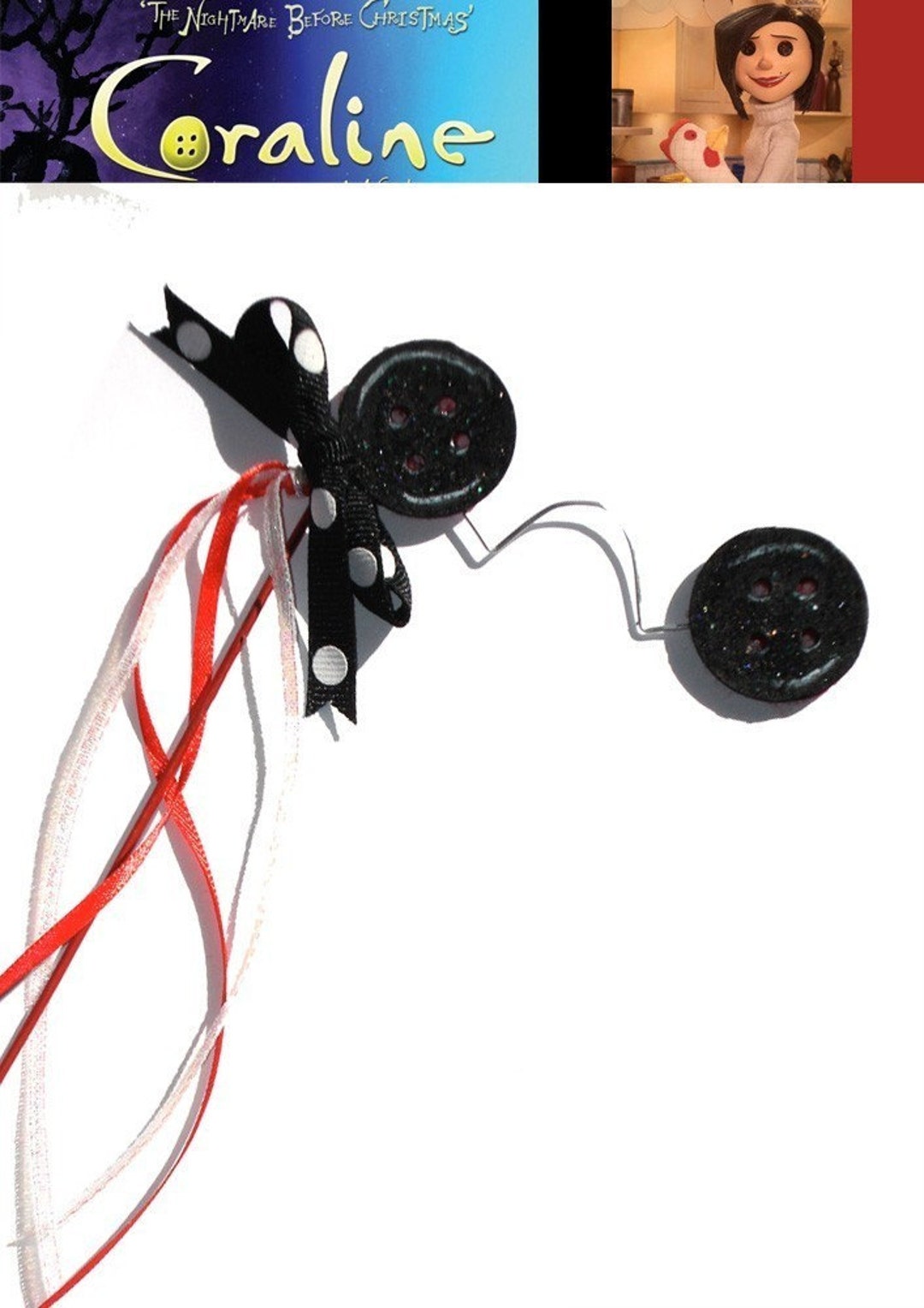 OTHER MOTHER Coraline Button Eyes Mask Costume Accessory in Black, Red ...