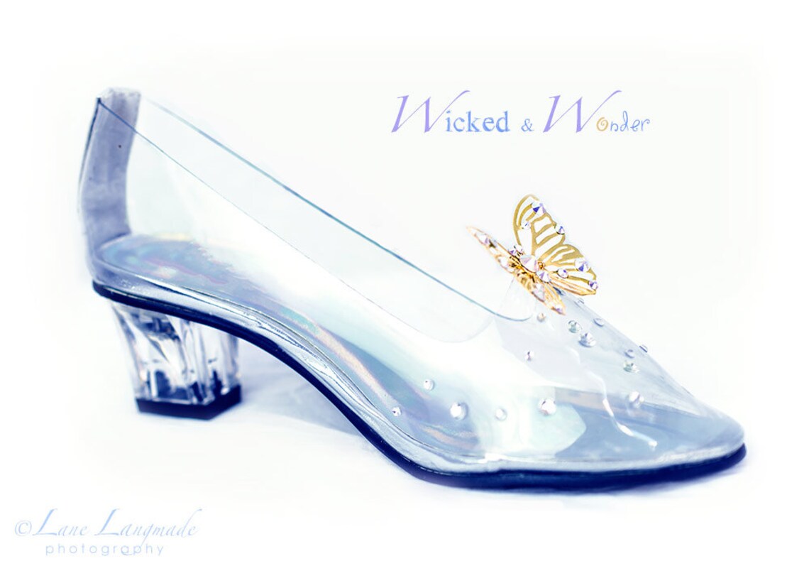 NEW! Cinderella 2015 Glass Slippers FOR GIRLS With Butterflies ...
