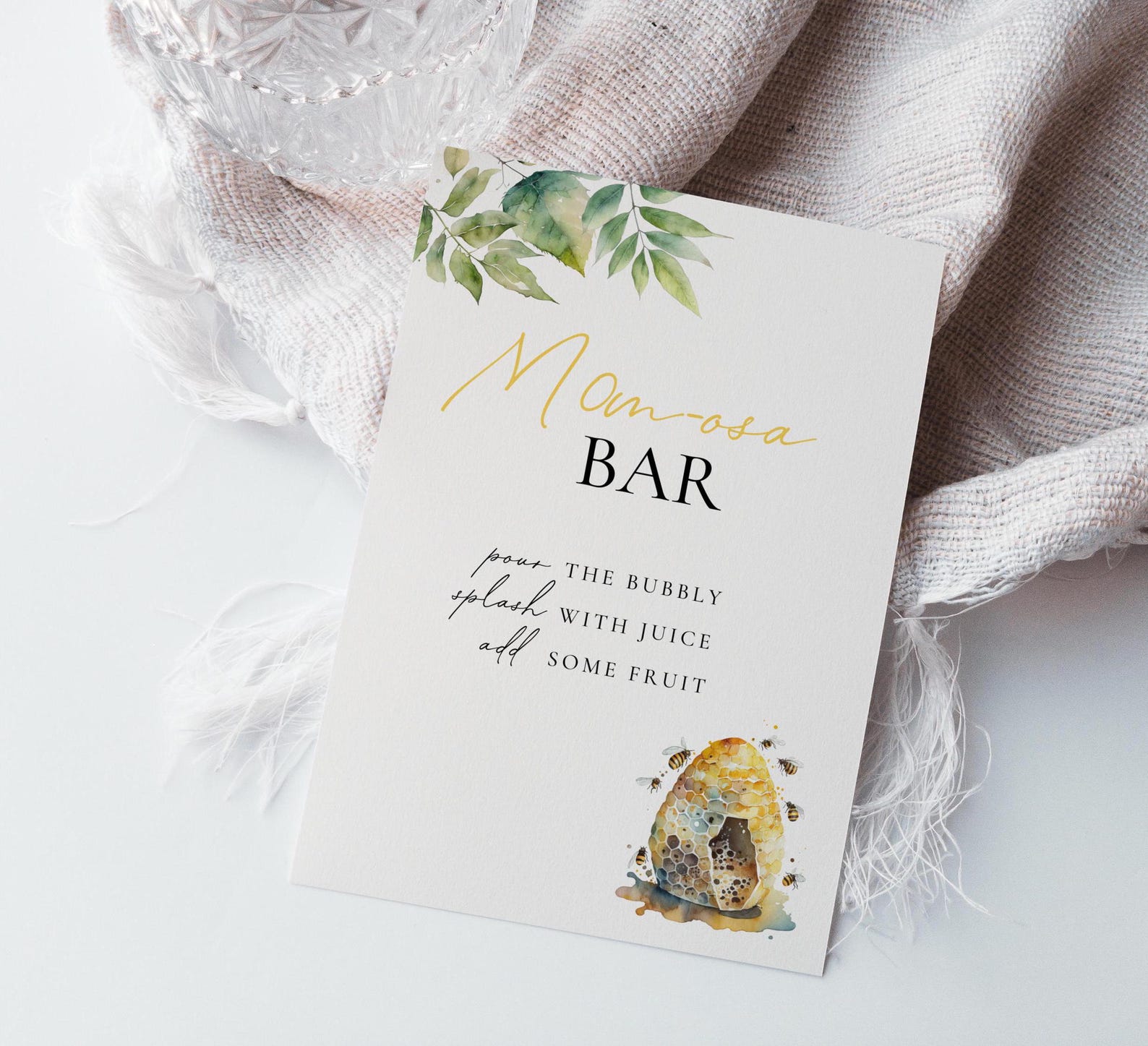 Mimosa Bar Sign Sweet as Can Bee, Printable Sign for Momosa Bar, Floral ...