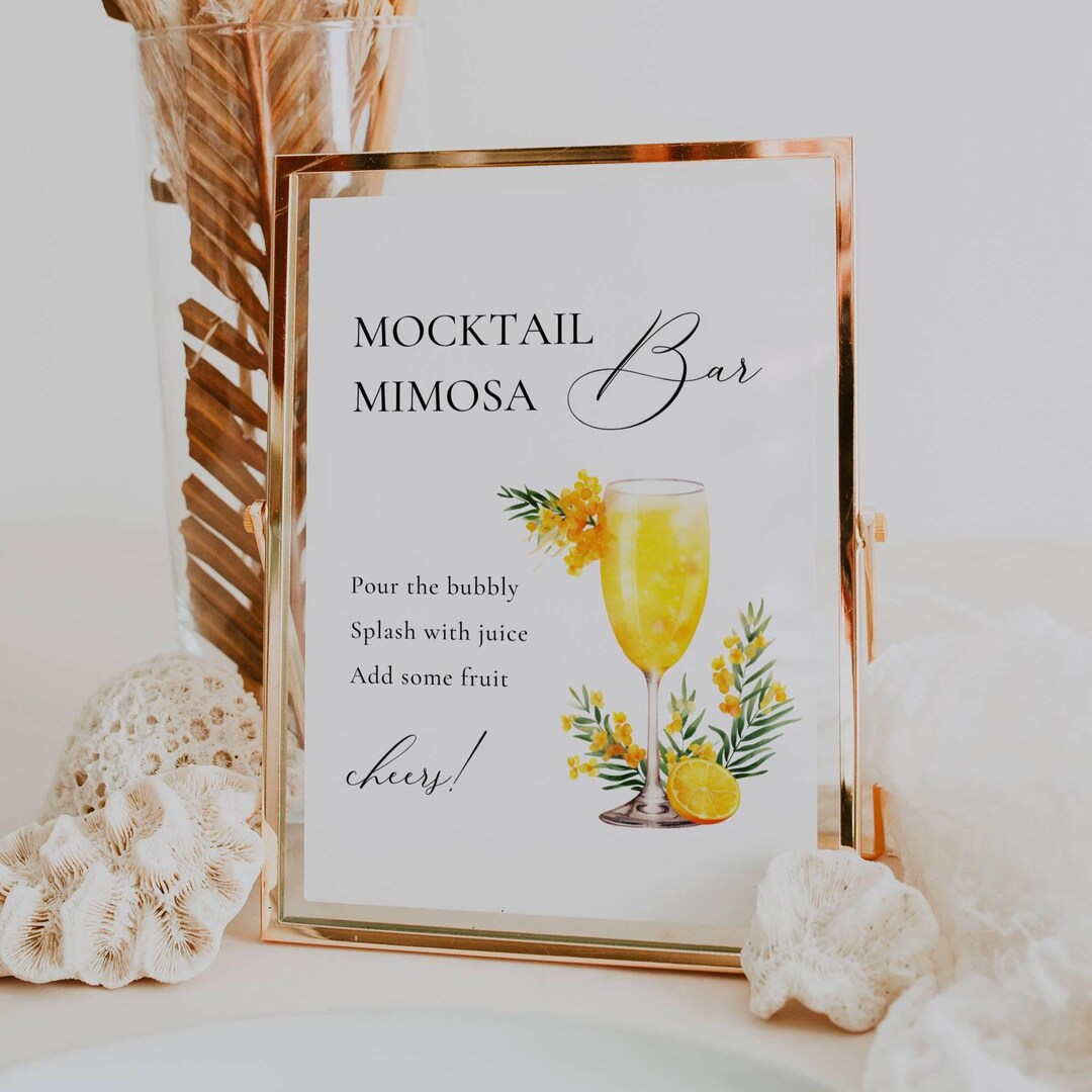 Mocktail Mimosa Bar Sign, Baby Shower Mimosa Menu, Mocktail Station ...
