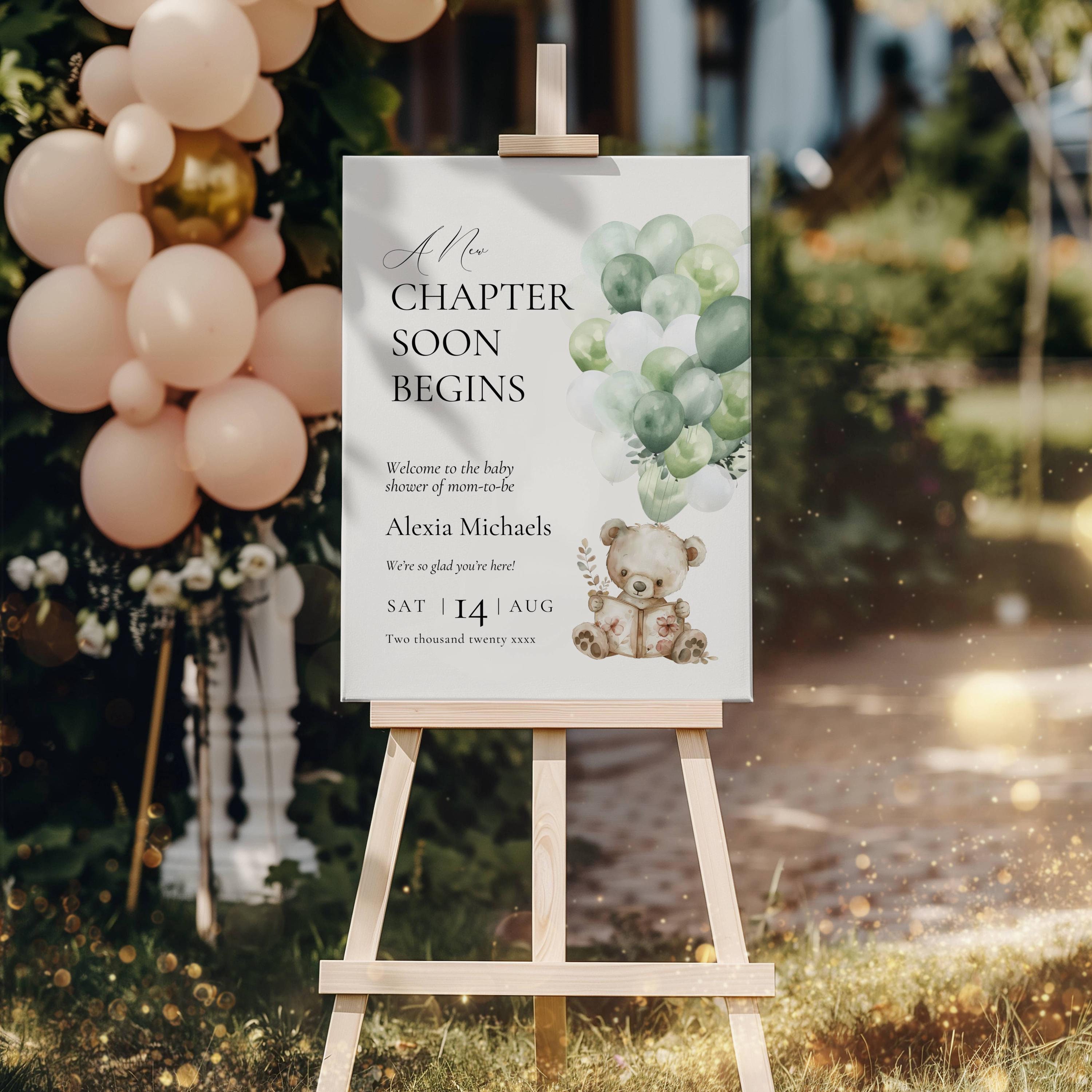 A New Chapter Begins Baby Shower Sign, Storybook Baby Shower Welcome ...