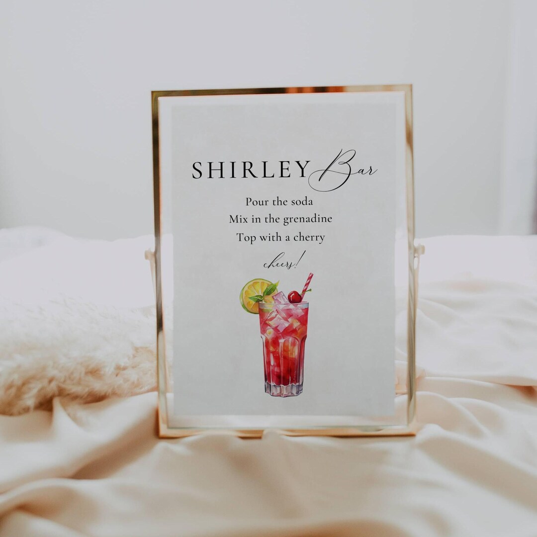 Shirley Temple Bar Sign, Baby Shower Mocktail Sign Template, Shirley ...
