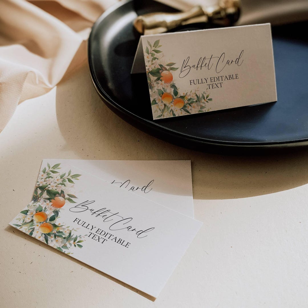 Citrus Buffet Card, Little Cuties Food Card Template, Editable Food Label, Orange Drink Label ...