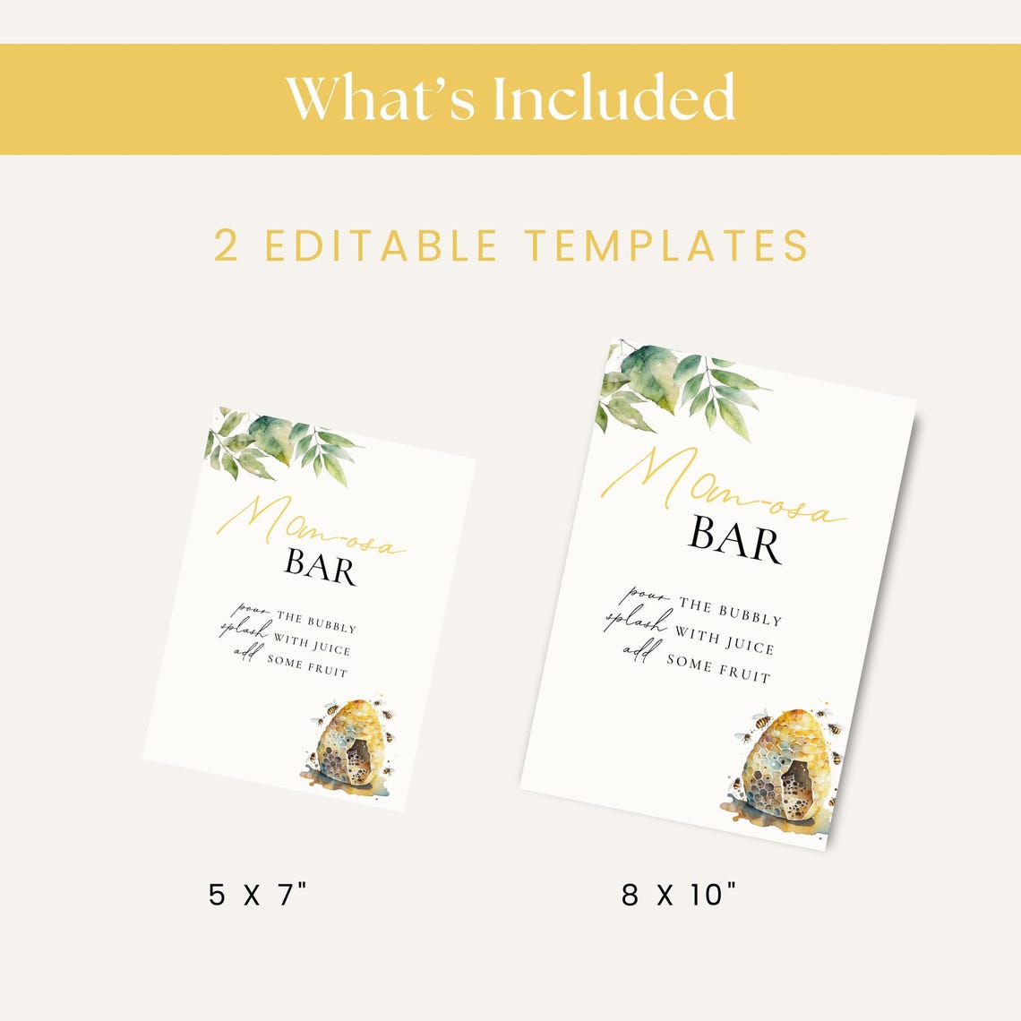 Mimosa Bar Sign Sweet as Can Bee, Printable Sign for Momosa Bar, Floral ...