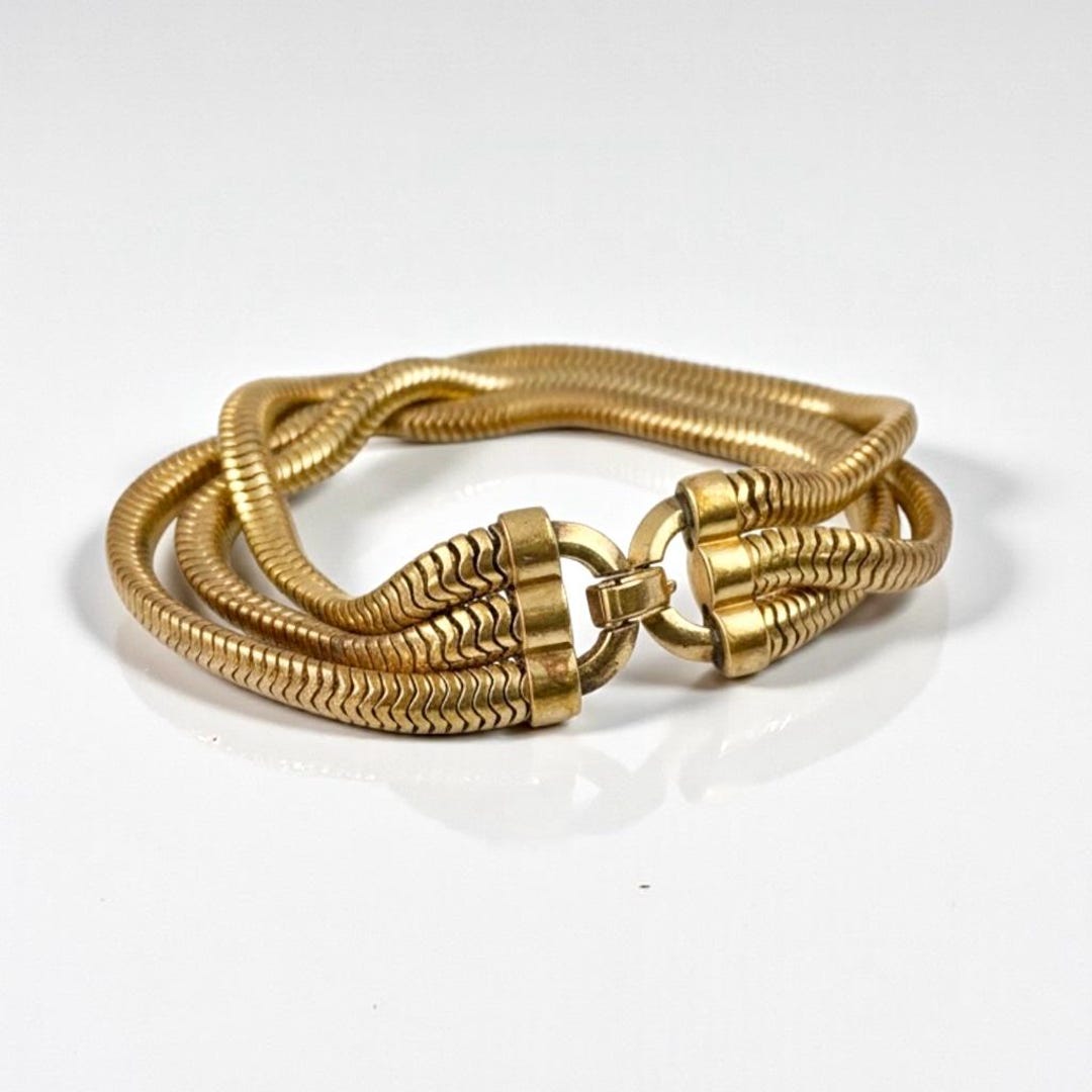 Vintage Gold Filled 3-strand Snake Chain Bracelet, Classic Retro ...