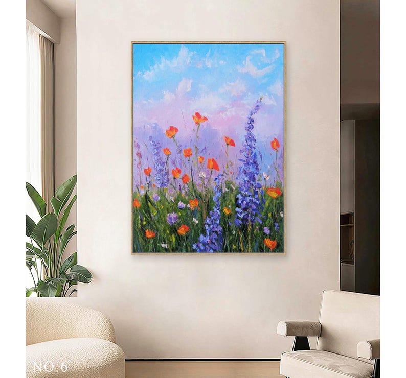 6 Hand Painted Original Windflowers Paintings on Canvas - Vibrant ...