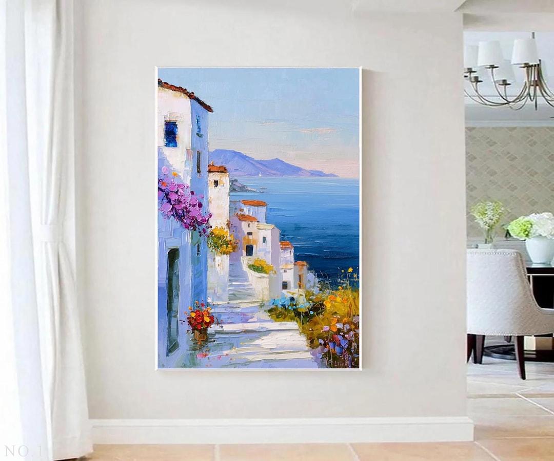 10 Handmade Original Mediterranean Sea Art, MED Oil Painting, Beach ...