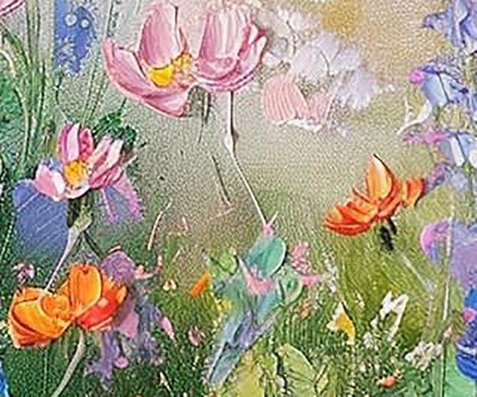 2 Handmade Original Large Artwork of Flowers Field, Colorful Garden ...