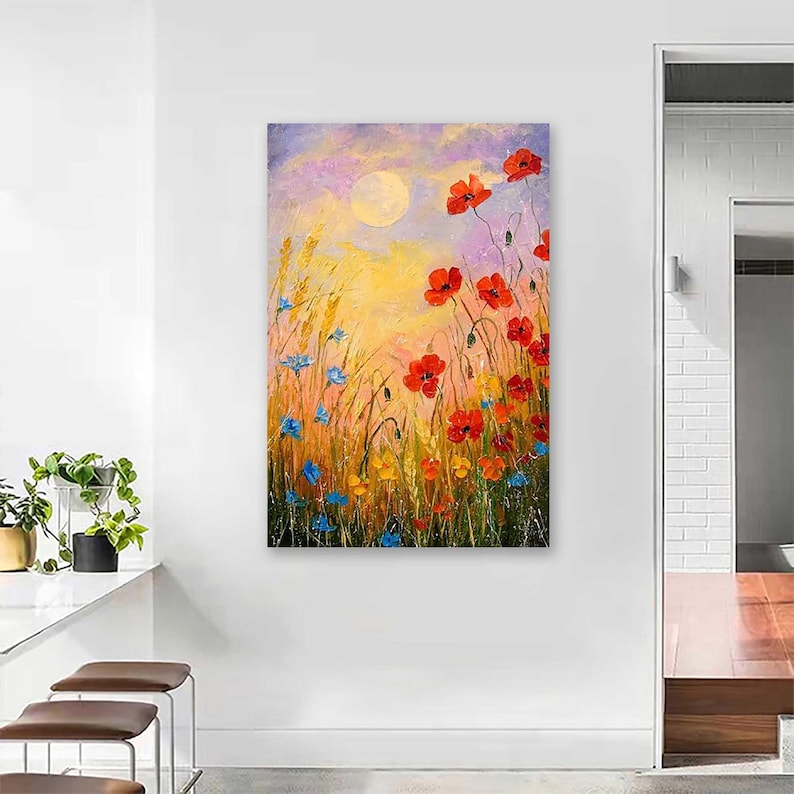 6 Hand Painted Original Windflowers Paintings on Canvas - Vibrant ...