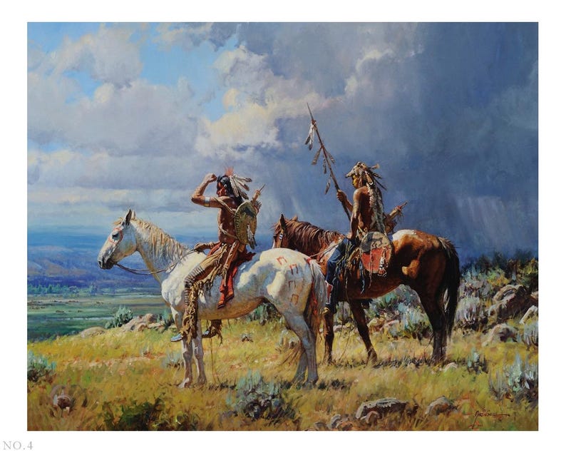 8 Handmade Native American Indians Art Paintings Oil on Canvas, Vintage ...