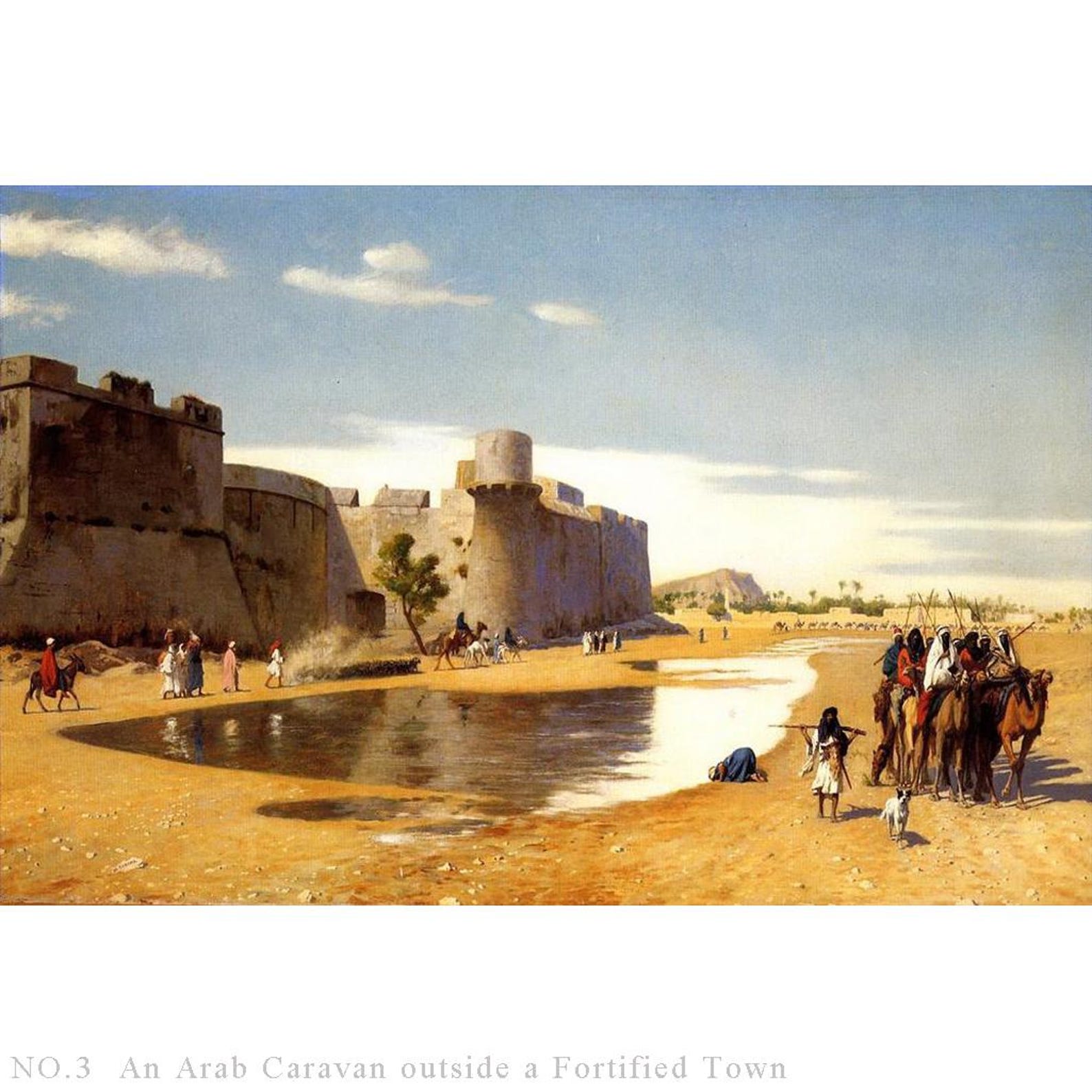 20 Hand Painted Famous Islamic Paintings Gerome: Housetops Prayer, Negro Master Hounds, Arabs ...