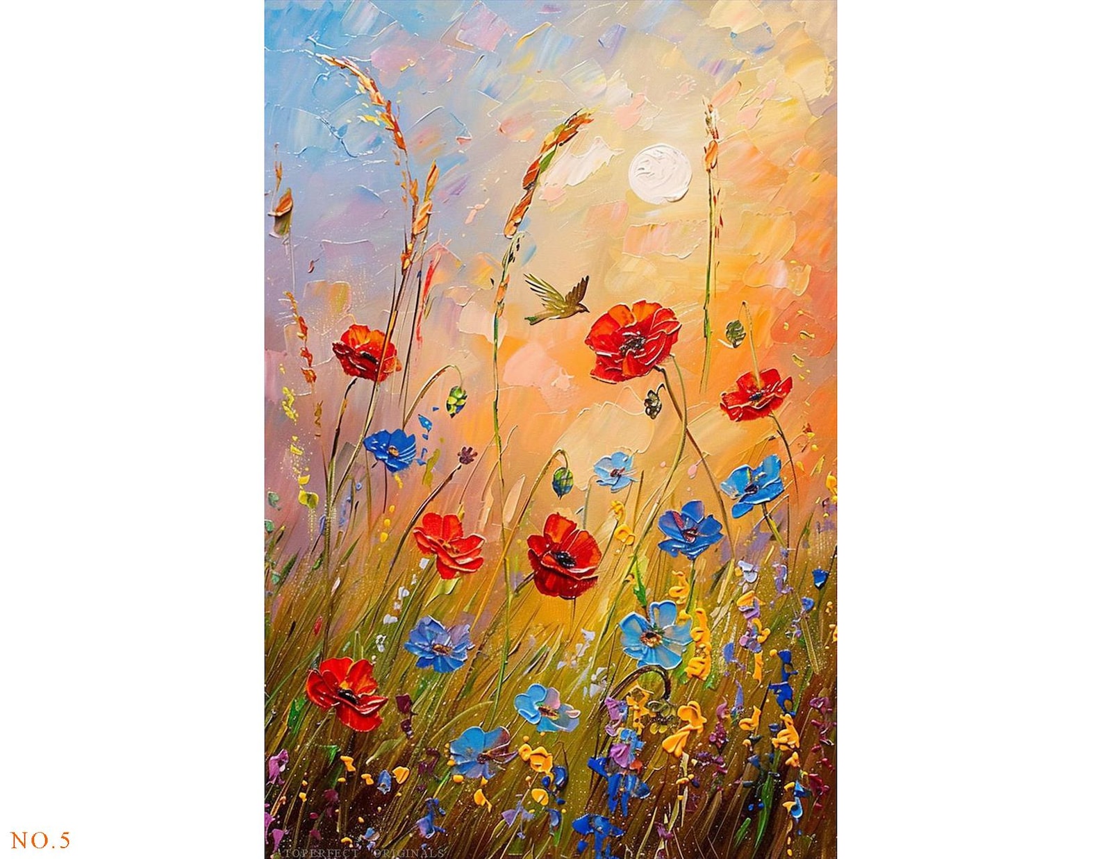 6 Hand Painted Original Windflowers Paintings on Canvas - Vibrant ...