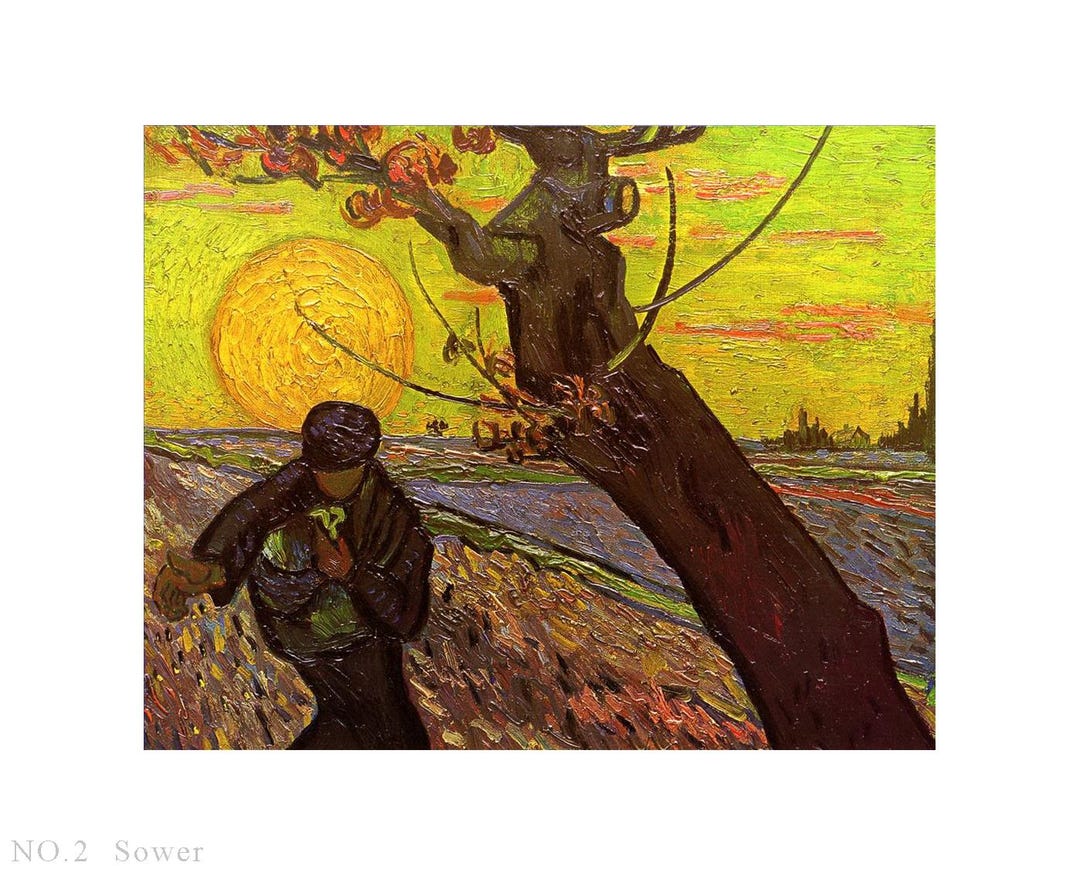 4 Hand Painted Vincent Van Gogh Sower After Millet, Rustic Oil ...