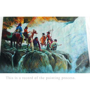 8 Handmade Native American Indians Art Paintings Oil on Canvas, Vintage ...