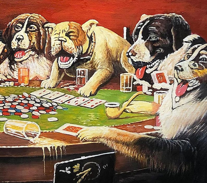 Handmade Oil Painting Dogs Playing Poker * Dog Paintings on Canvas ...