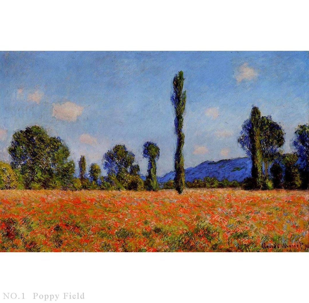 9 Hand-painted Claude Monet Poppy Field Replicas – Red Botanical ...