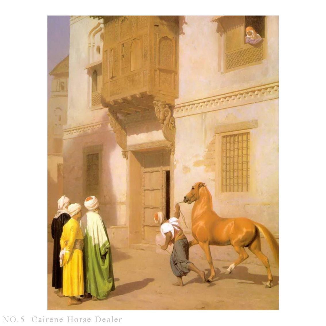 20 Hand Painted Famous Islamic Paintings Gerome: Housetops Prayer, Negro Master Hounds, Arabs ...