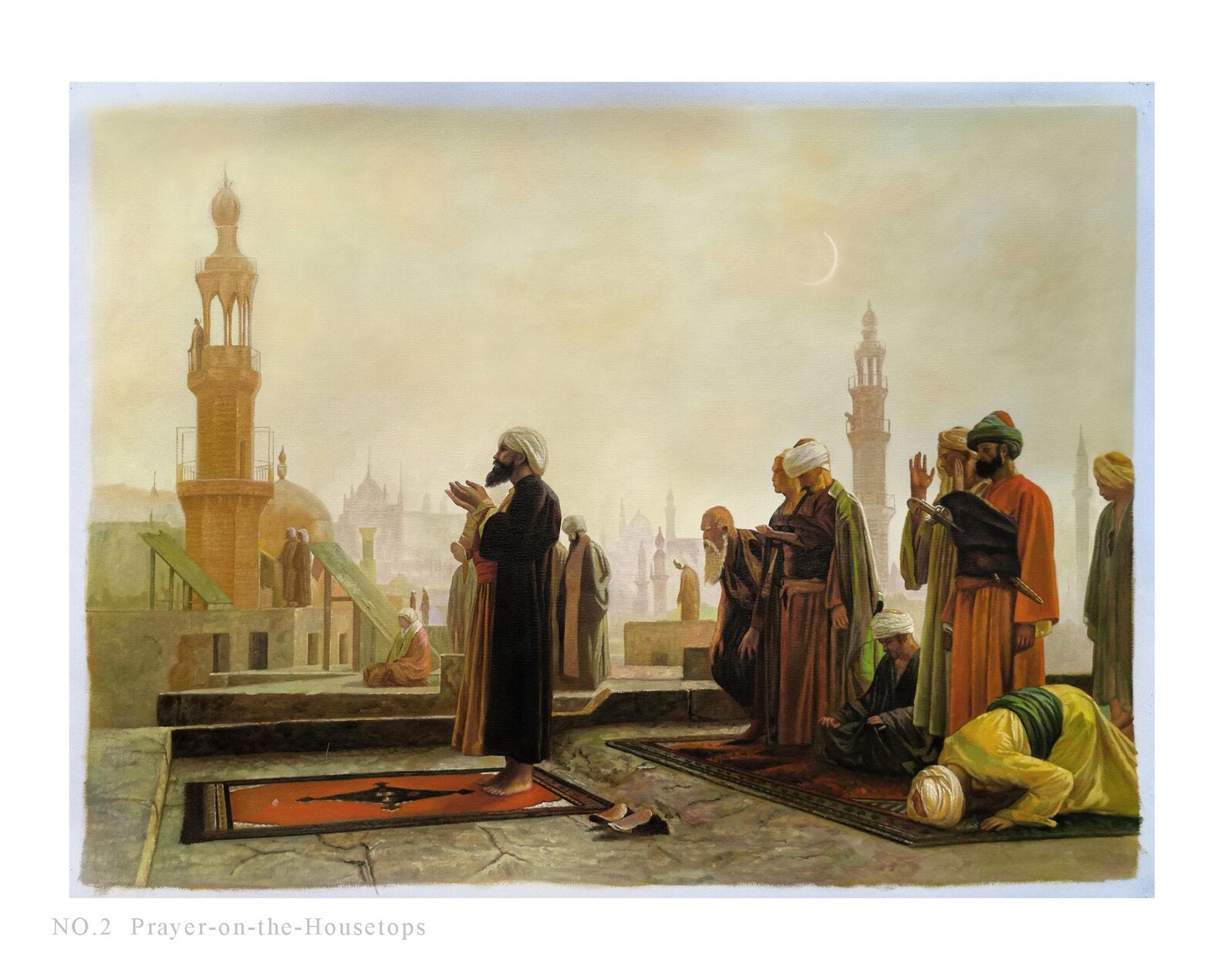 20 Hand Painted Famous Islamic Paintings Gerome: Housetops Prayer, Negro Master Hounds, Arabs ...