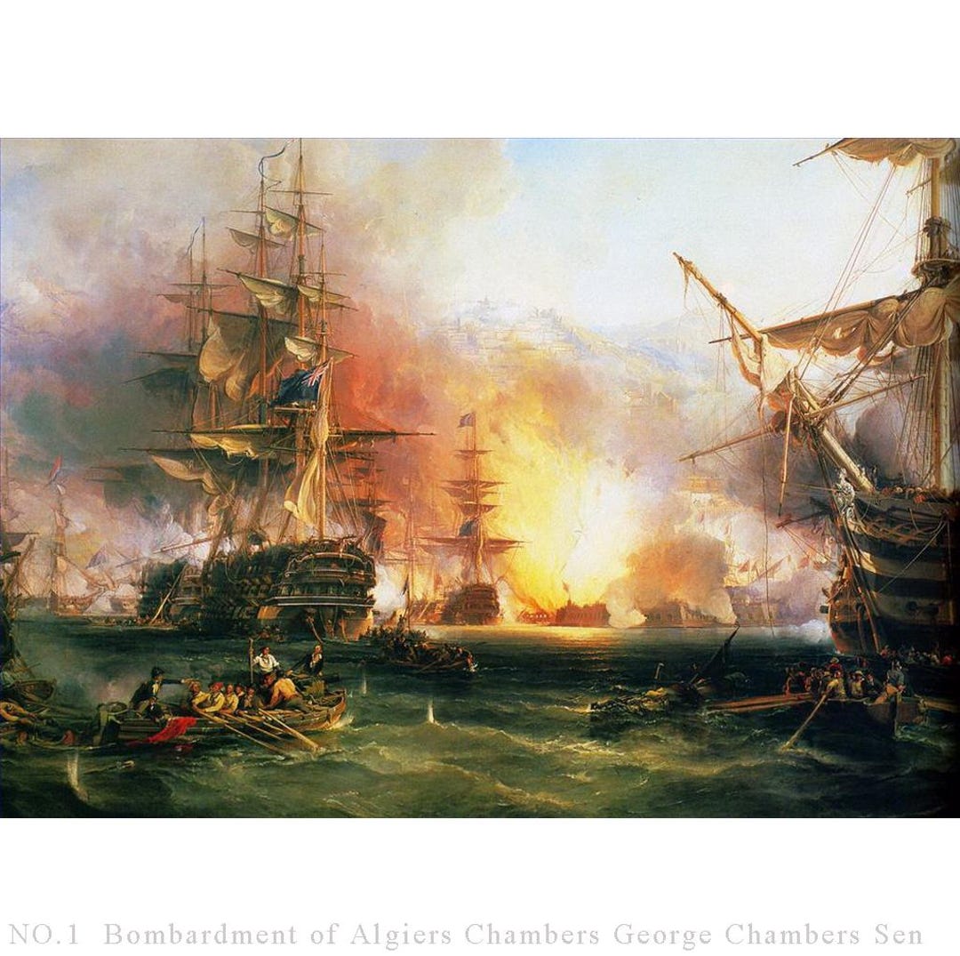 12 Hand Painted Naval War Oil Paintings, Warships Decor, Colorful ...