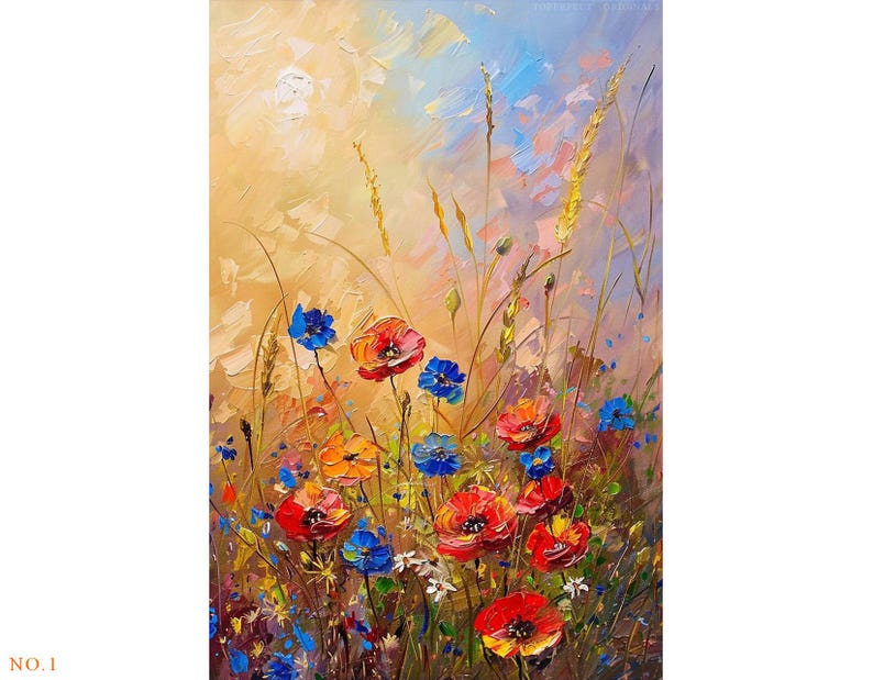 6 Hand Painted Original Windflowers Paintings on Canvas - Vibrant ...