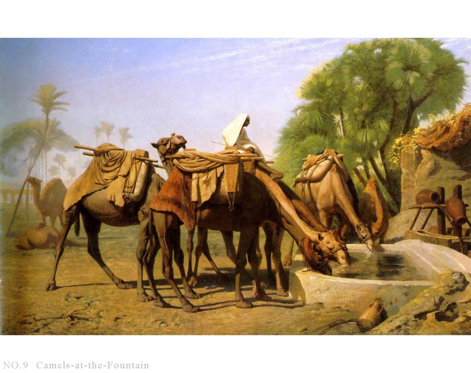 20 Hand Painted Famous Islamic Paintings Gerome: Housetops Prayer, Negro Master Hounds, Arabs ...