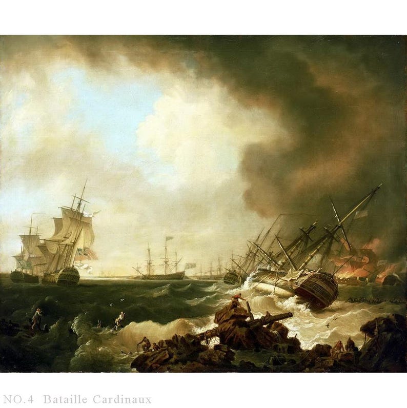 12 Hand Painted Naval War Oil Paintings, Warships Decor, Colorful ...