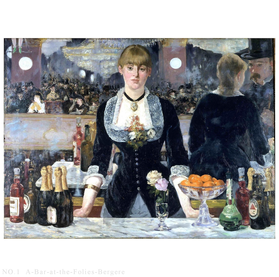 Hand-painted Édouard Manet Bar at Folies-bergère, Olympia, Luncheon on ...