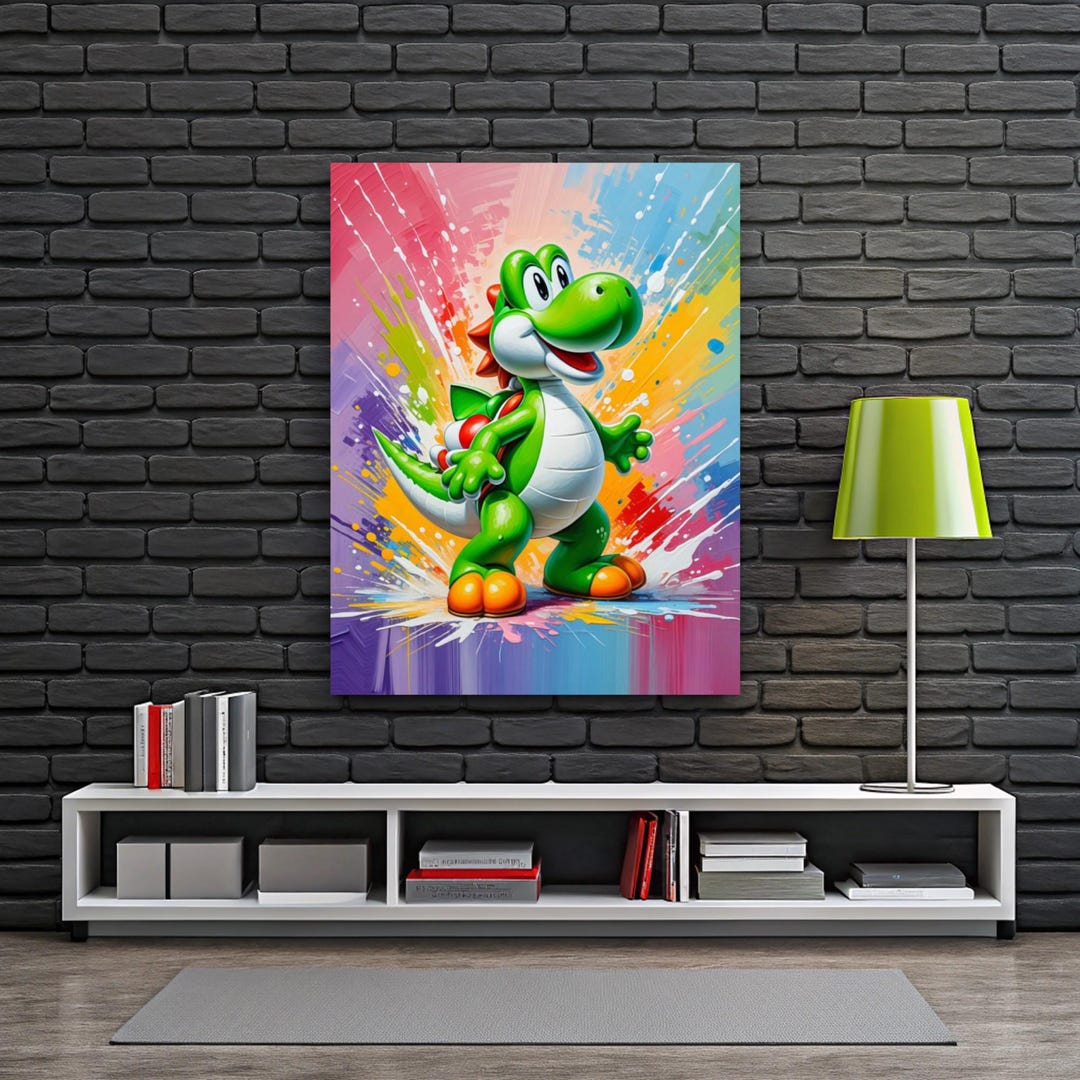 Yoshi Matte Canvas Wall Art Iconic Mario Bros Digital Print 1.25 ...