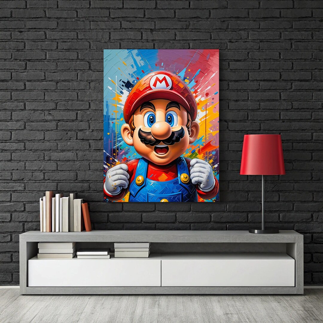 Super Mario Bros Matte Canvas Wall Art Iconic Video Game Character ...