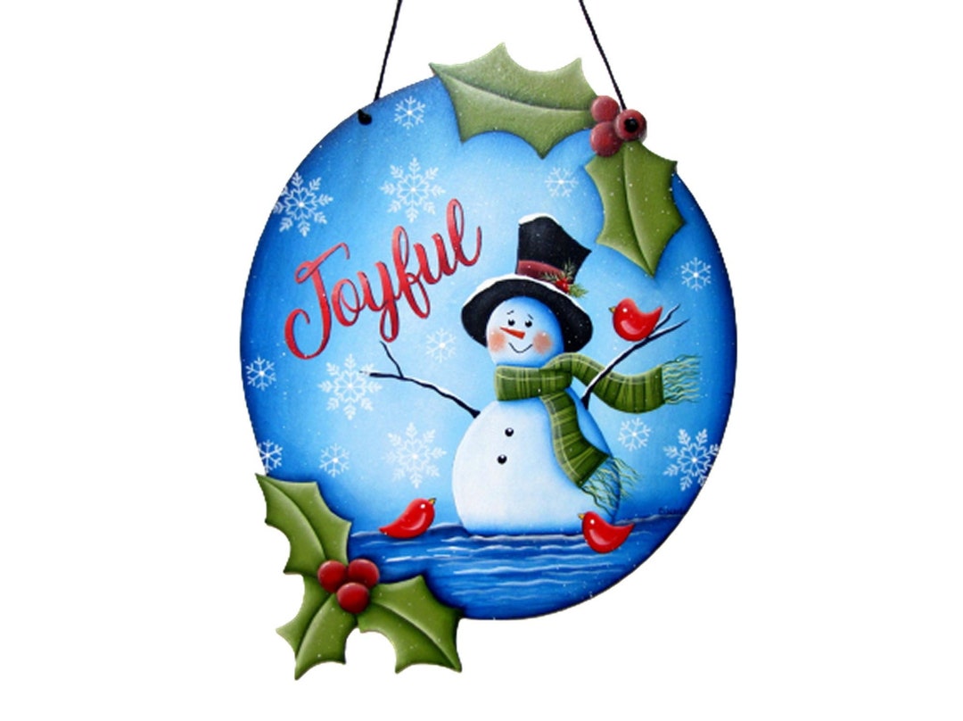 Snowman joyful Sign, Handpainted Wood, Winter Home Decor Wall Hanging ...