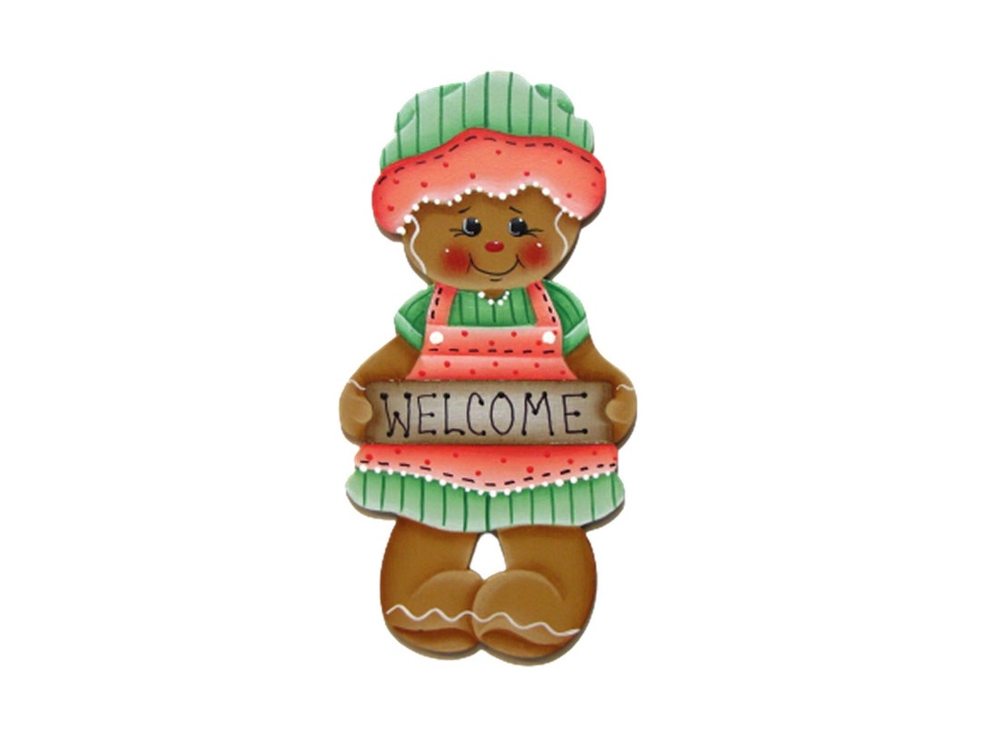 Ginger Welcome Ornament, Tag, or Fridge Magnet, Handpainted Wood ...