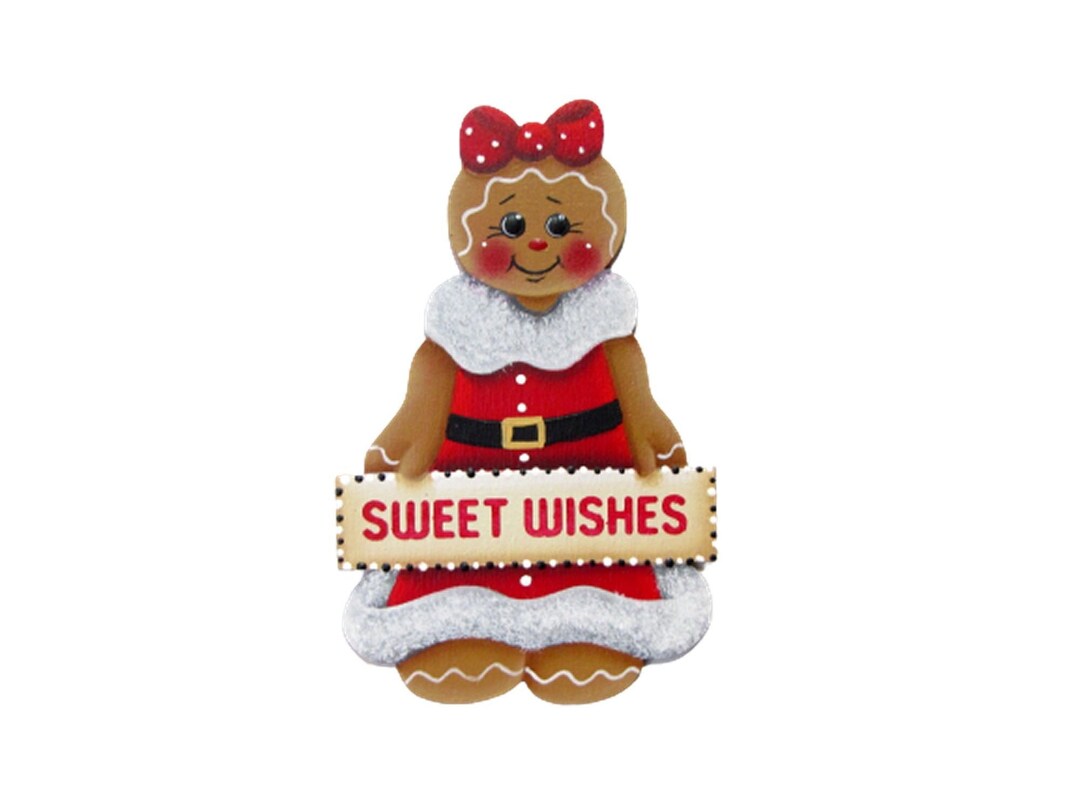 Sweet Wishes Ginger Ornament, Tag or Fridge Magnet, Handpainted Wood ...