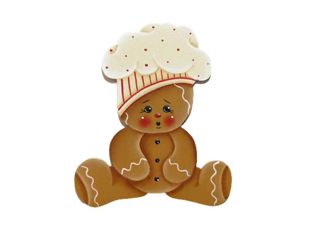 Baby Chef Ginger Ornament, Tag, or Fridge Magnet, Handpainted Wood ...
