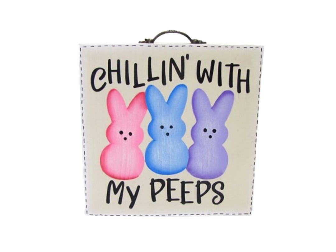 Chillin' With My Peeps Wood Block Shelf Sitter, Handpainted Tiered Tray ...