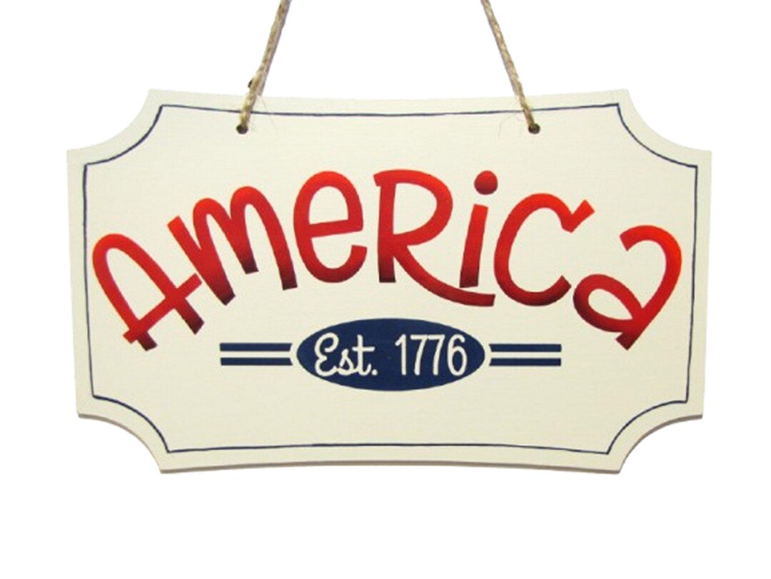 America Est. 1776 Sign, Wall Art, Handpainted Wood Americana Home Decor ...