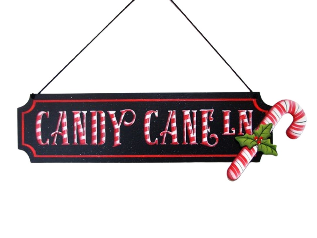 Candy Cane Lane Street Sign, Handpainted Wood, Hand Painted Christmas ...
