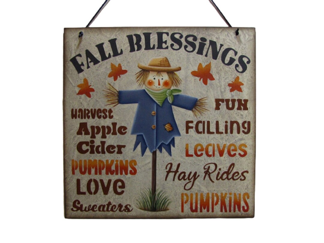 Fall Blessings Scarecrow Wall Art Handpainted Wood Sign Hand - Etsy